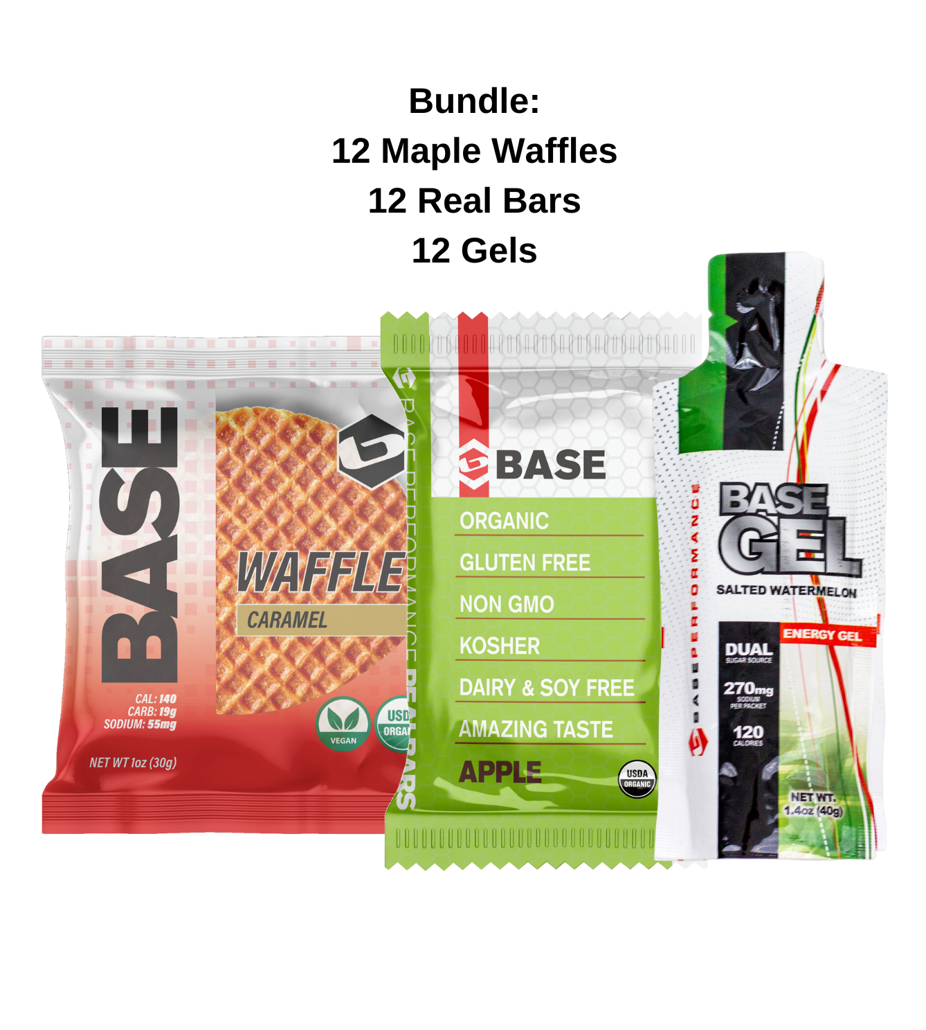 12 Gels + 12 Bars + 12 Waffles (Caramel) – BASE Performance